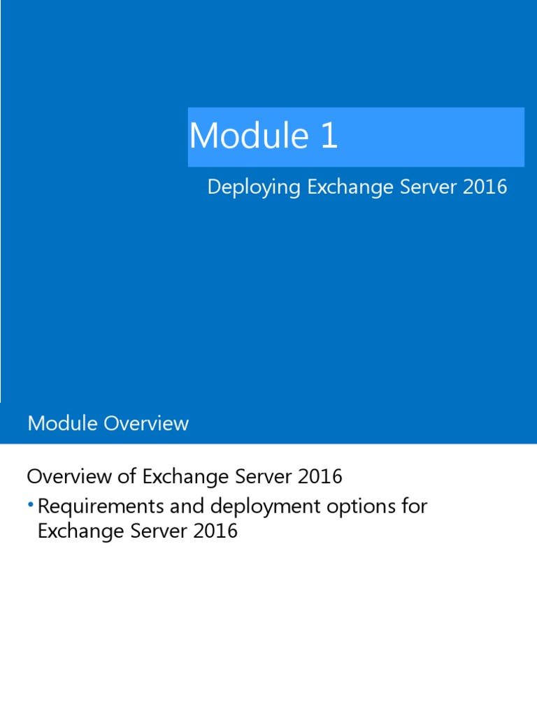 Deploying Exchange Server 2016 | PDF | Microsoft Exchange Server | Active Directory