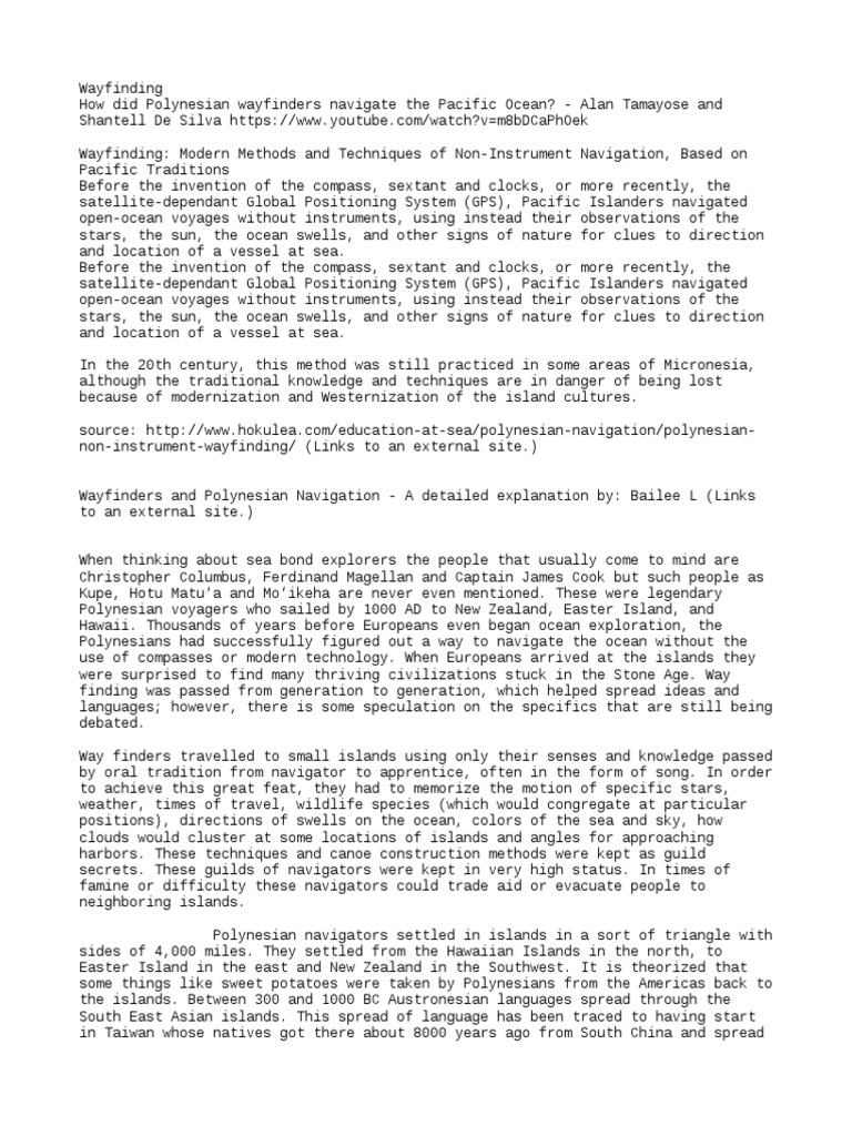 Wayfinding | PDF | Polynesia | Navigation