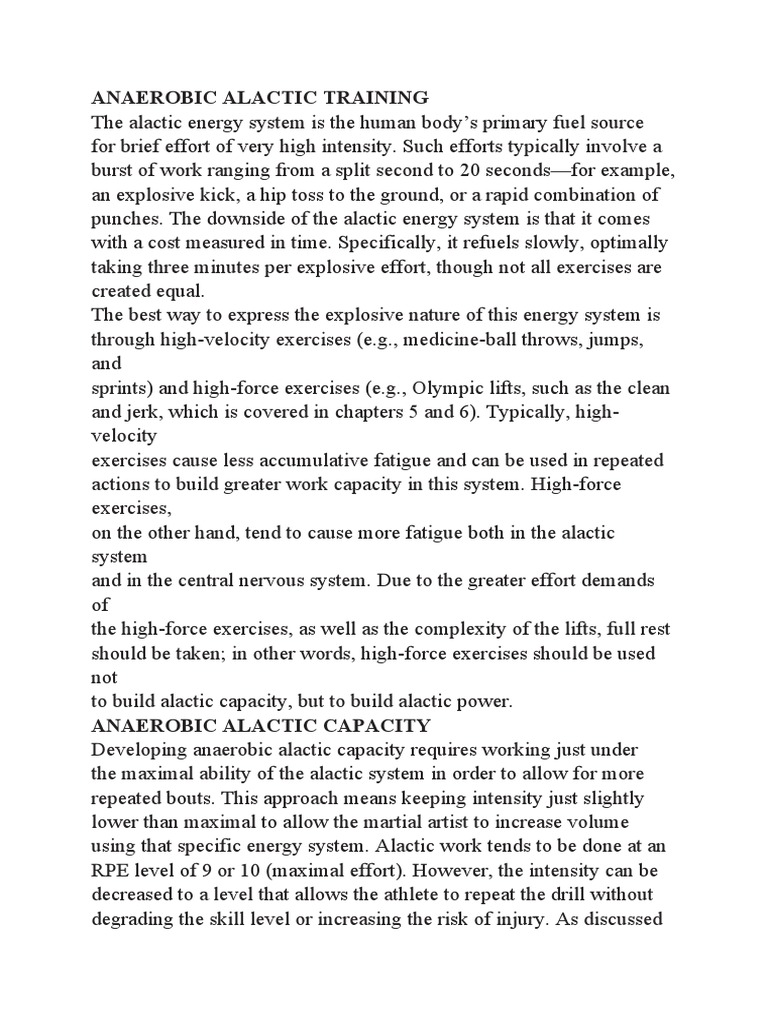 Anaerobic Alactic Training | PDF