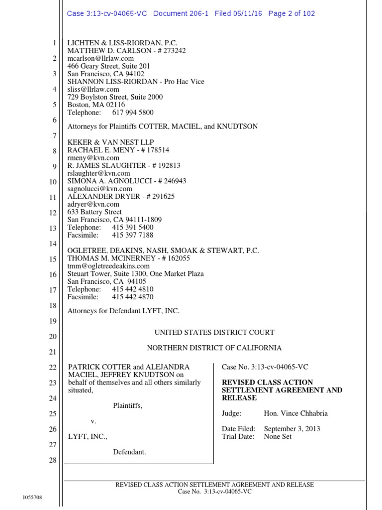 2016-12-15 Settlement Agreement | PDF | Settlement (Litigation) | Class ...