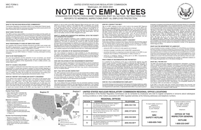 Notice To Employees: United States Nuclear Regulatory Commission ...
