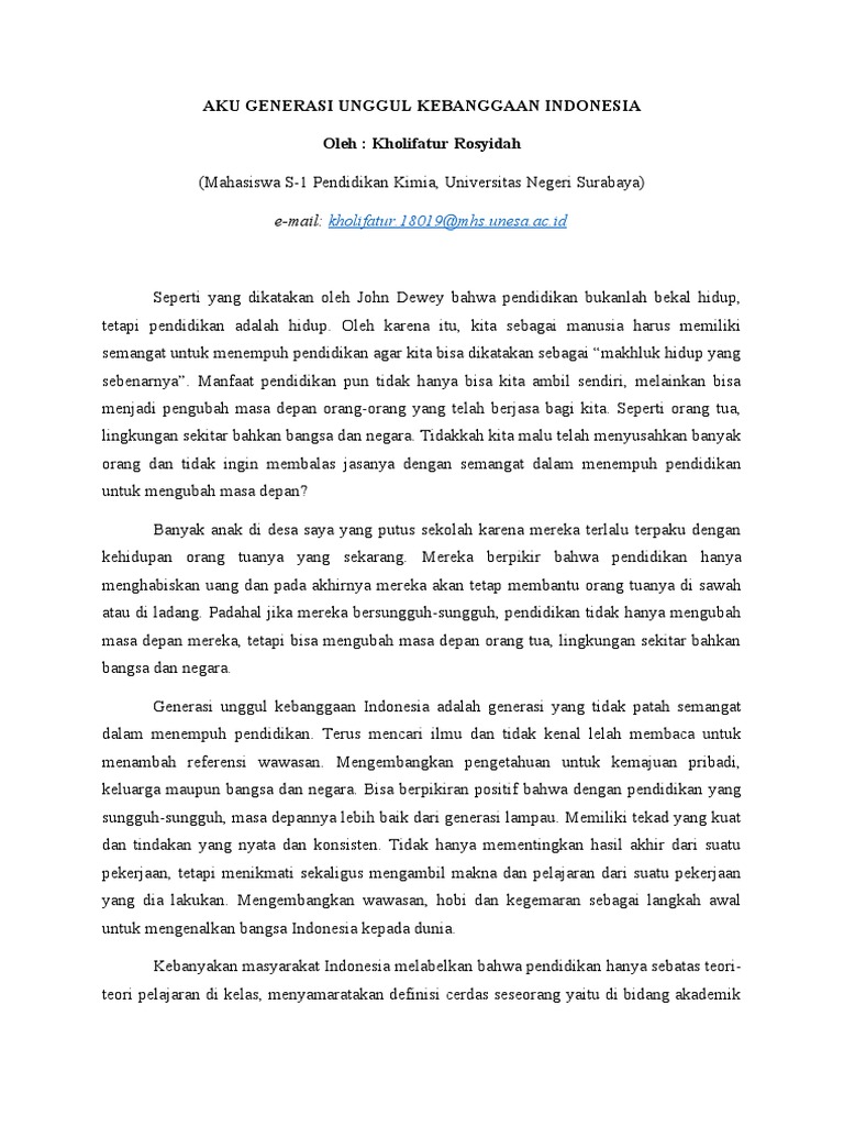 Contoh Essay Beasiswa Unggulan | PDF