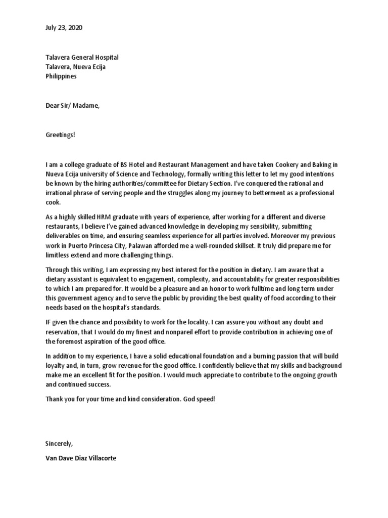 VD Application Letter | PDF