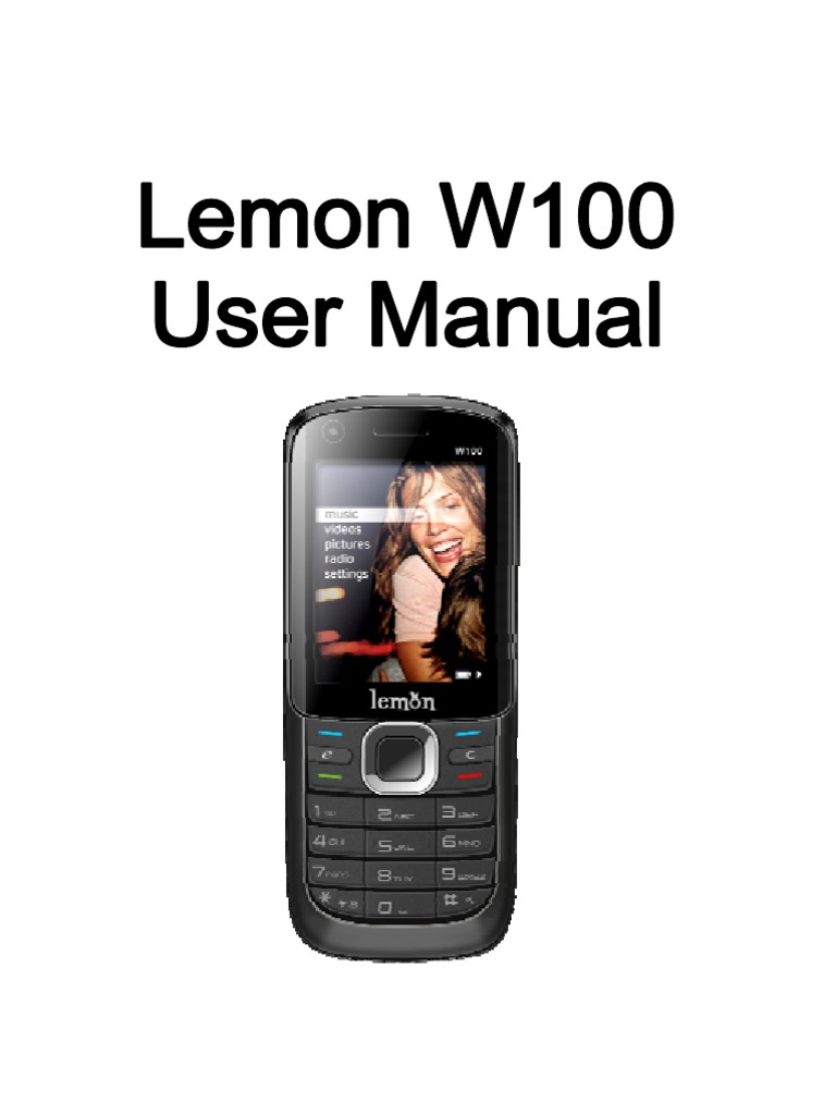 Lemon - W100 - User Manual | PDF | Subscriber Identity Module | Battery Charger