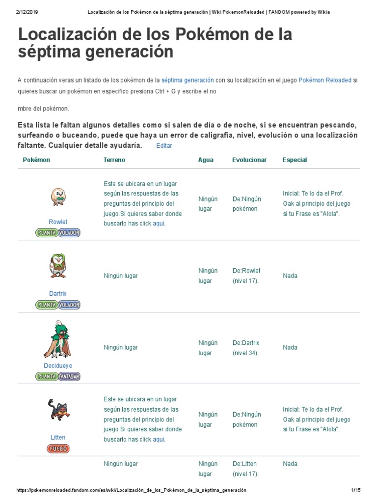 Localización de Los Pokémon de La Séptima Generación - Wiki ...