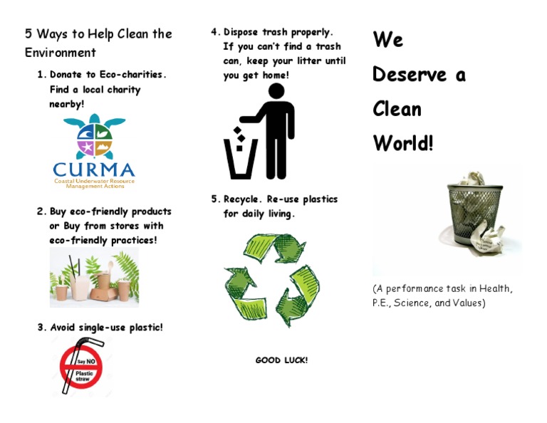 We Deserve A Clean World!: 5 Ways To Help Clean The Environment | PDF