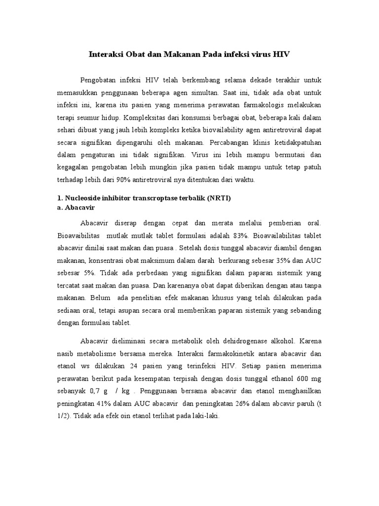 Interaksi Obat Dan Makanan Pada Infeksi Virus HIV | PDF