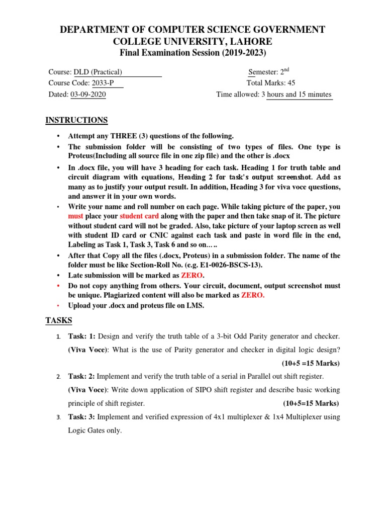 DLD Lab Practical Updated Version | PDF | Electronic Design | Computing
