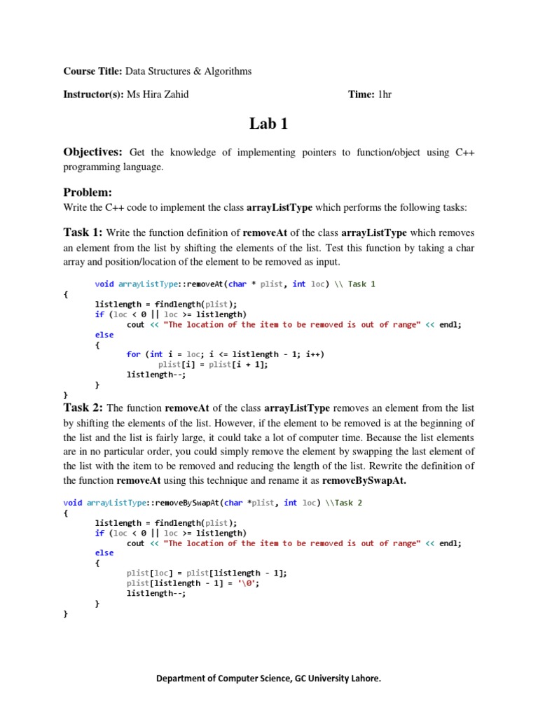 Dsa Lab 1 Pdf Subroutine Pointer Computer Programming