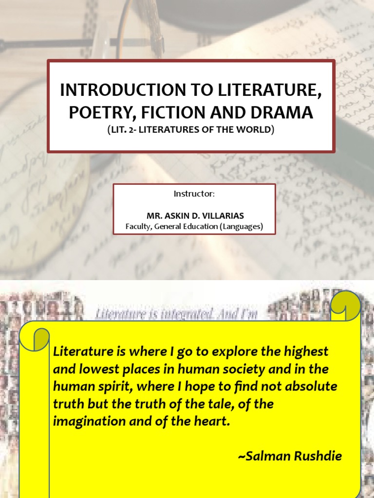 An Introduction to Literature: Exploring Poetry, Fiction, Drama and the ...
