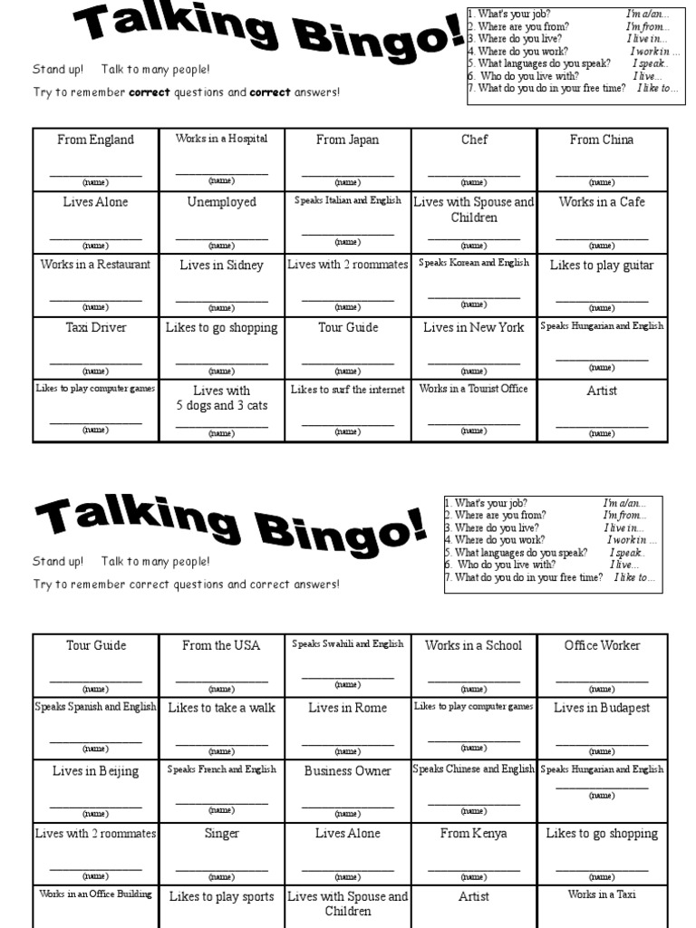 Stand Up! Talk To Many People! Try To Remember Correct Questions and ...