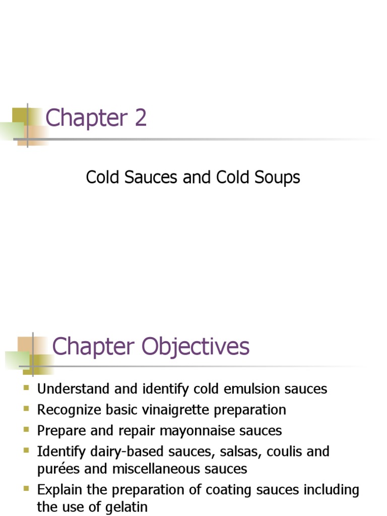 Types of Cold Sauces and Soups | PDF | Mayonnaise | Emulsion