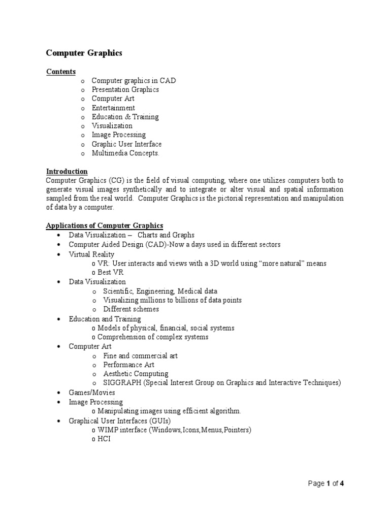 Computer Graphics: Page 1 of 4 | PDF | 3 D Computer Graphics ...