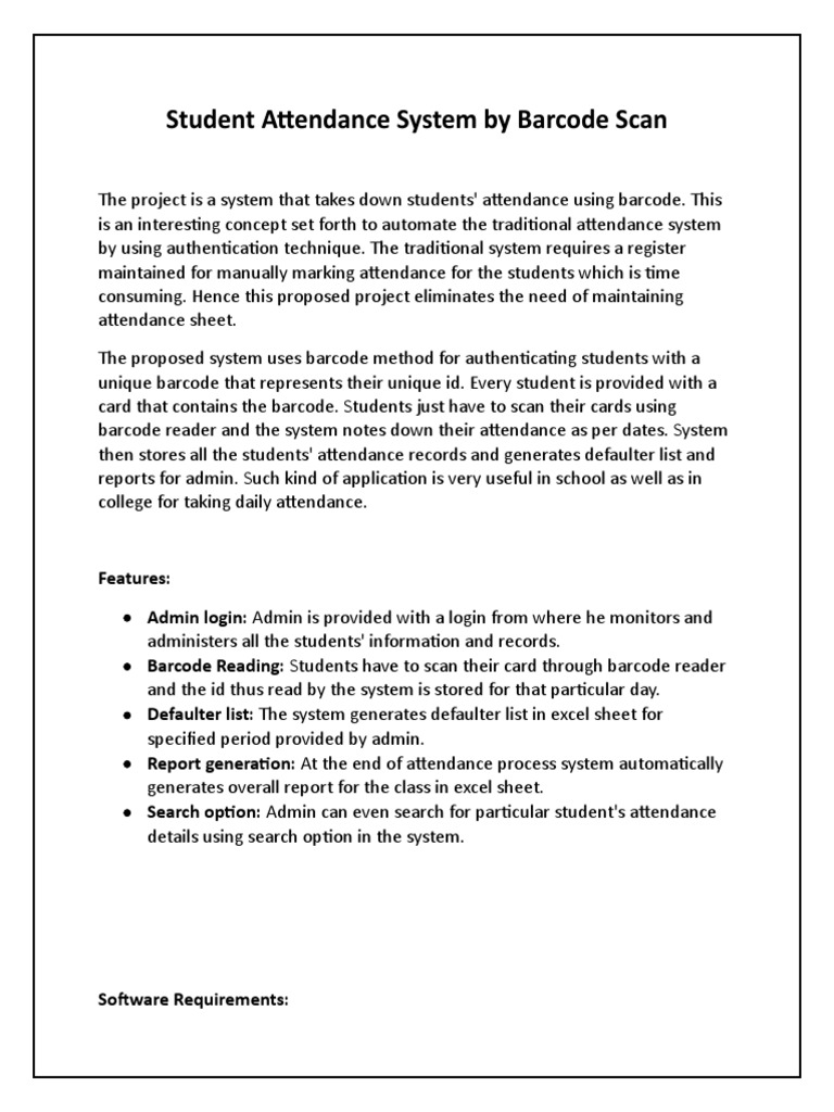 Student Attendance System by Barcode Sca | PDF | Barcode | Databases