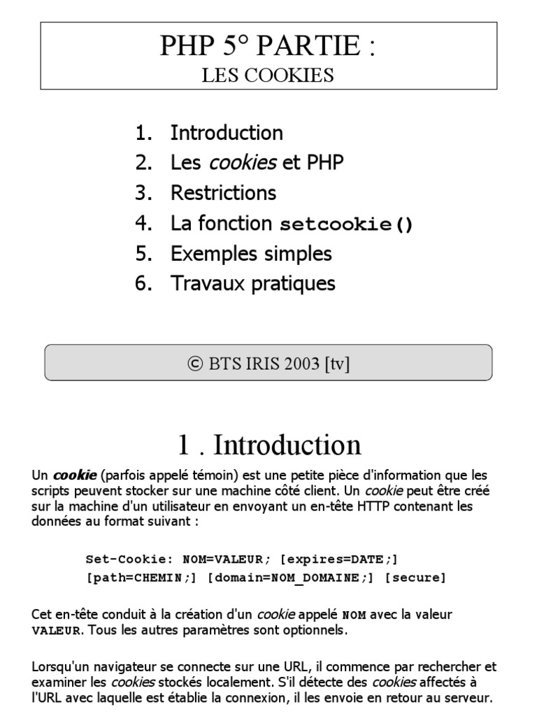 Gestion des cookies en PHP | PDF | Cookie (informatique) | PHP