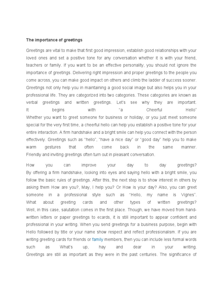 Importance of Greetings in Communication | PDF | Semiotics | Human ...