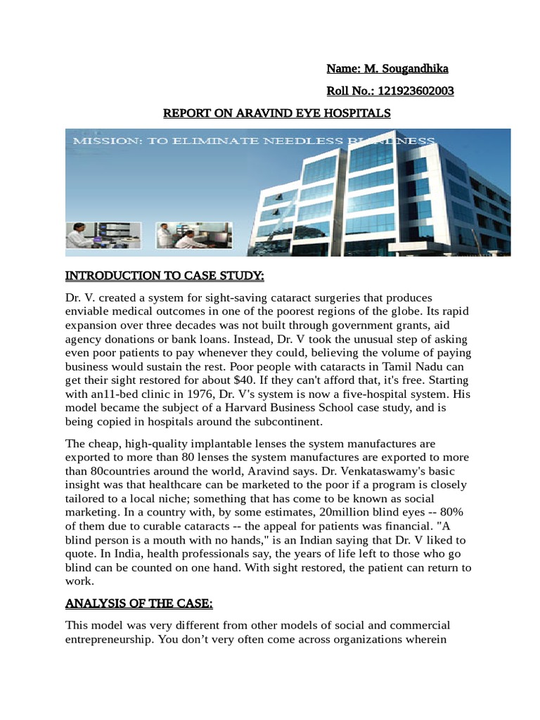 Aravind Eye Care: Affordable Cataract Solutions | PDF | Sustainability ...