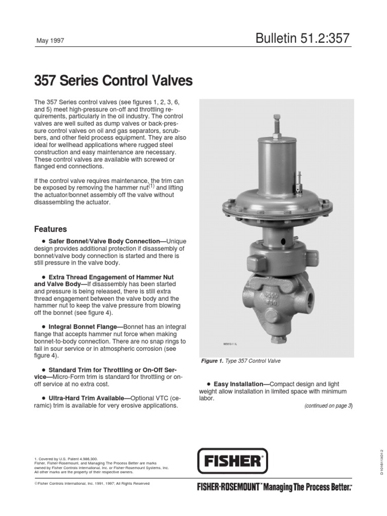 357 Series Control Valves: Bulletin 51.2:357 | PDF | Valve | Pounds Per ...