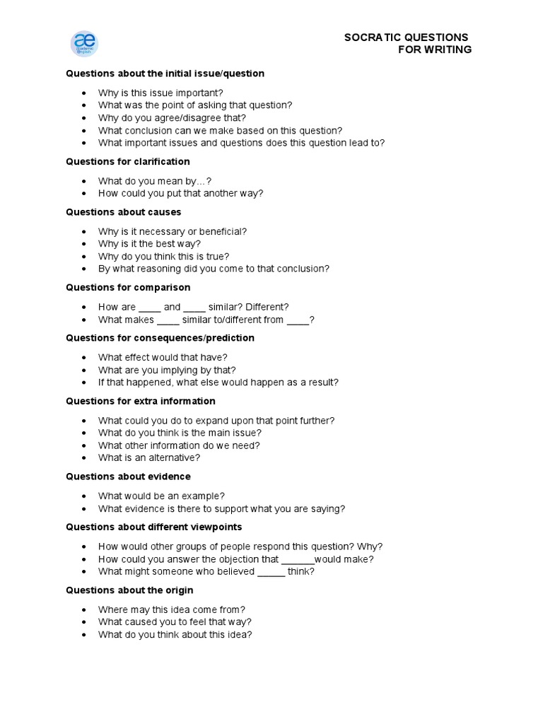 Socratic Questions For Writing | PDF