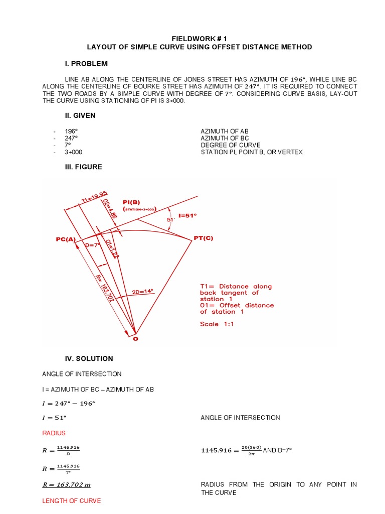 Fieldwork # 1 Layout of Simple Curve Using Offset Distance Method I ...