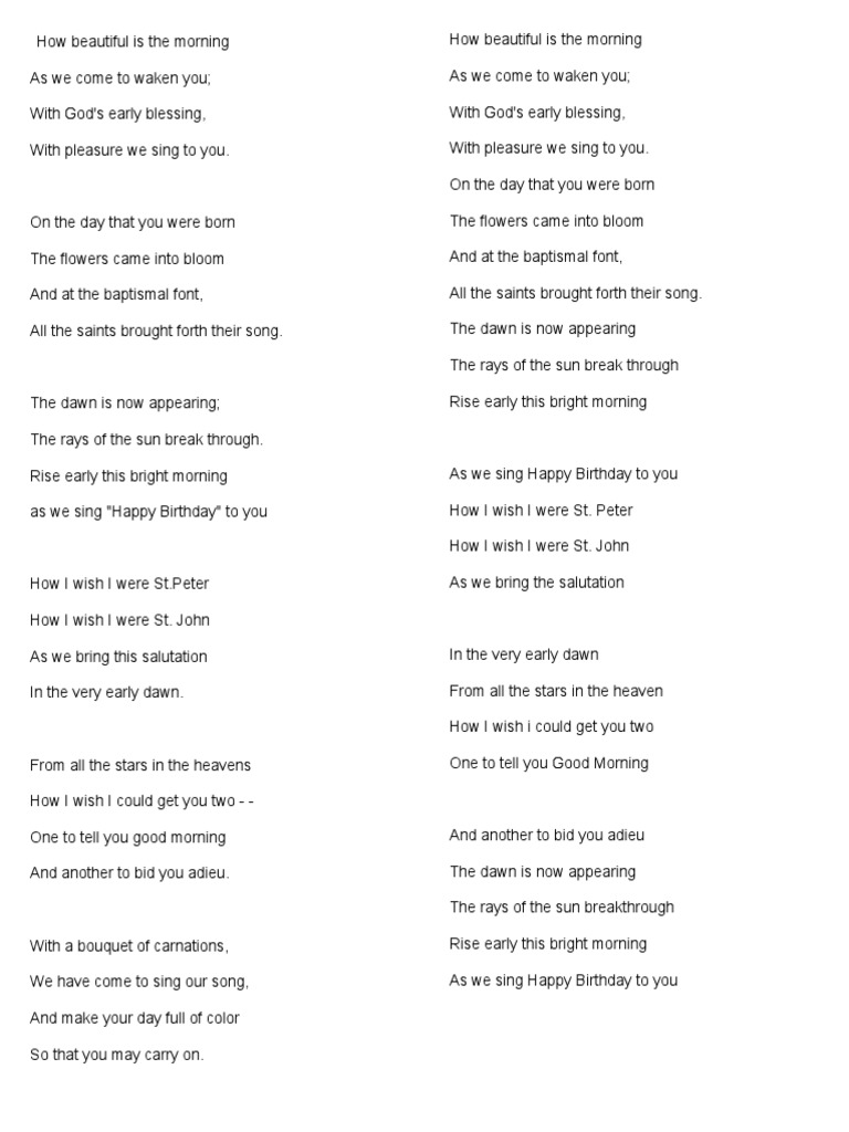 How Beautiful Is The Morning | PDF