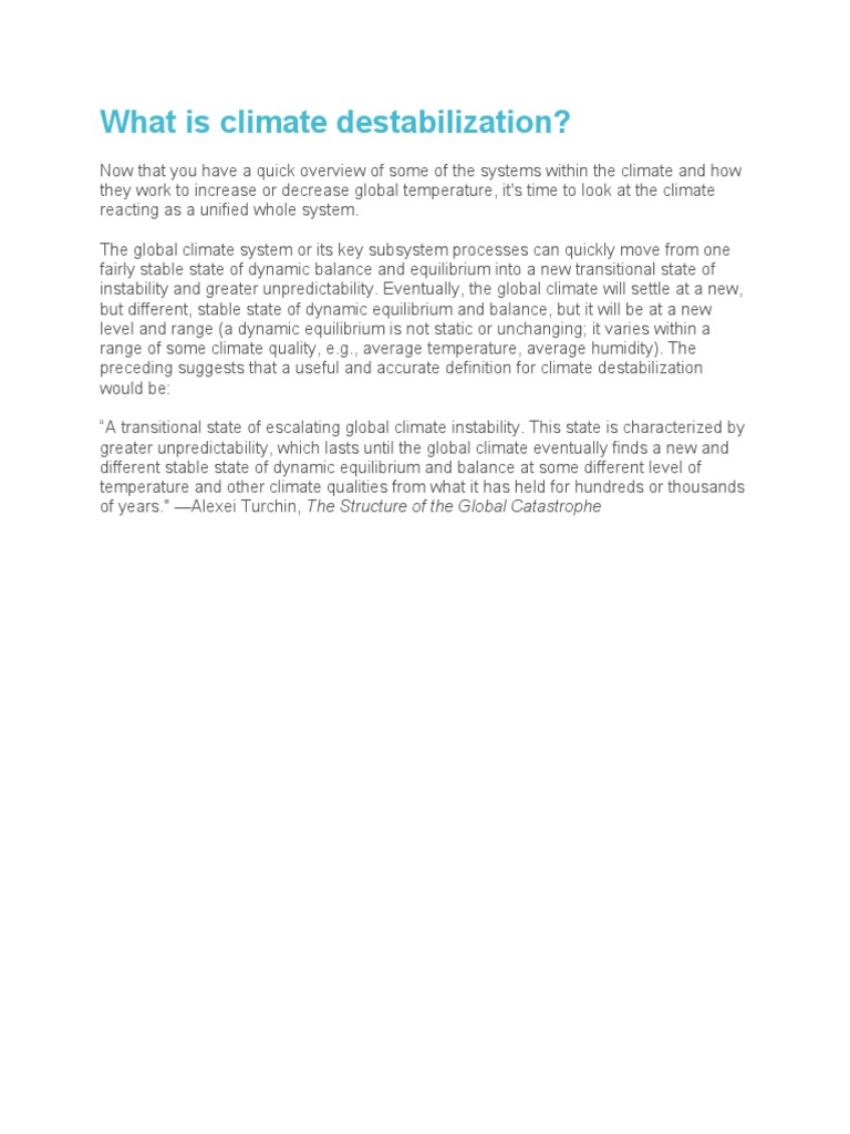 What Is Climate Destabilization? | PDF