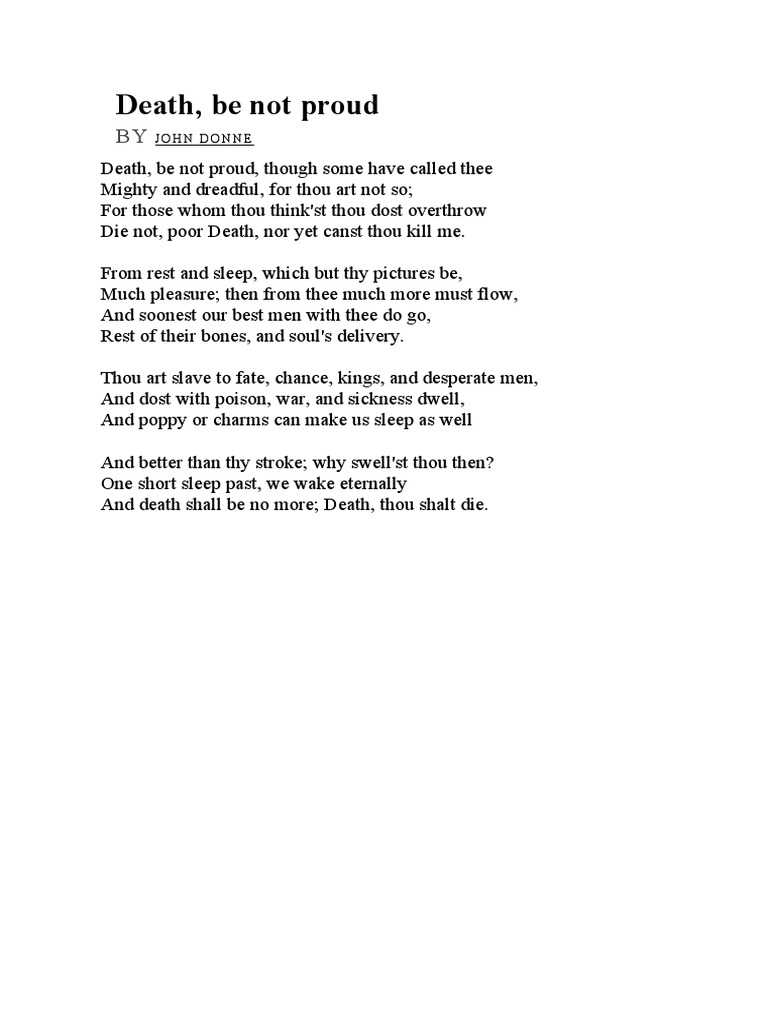 Death Be Not Proud Poem Pdf