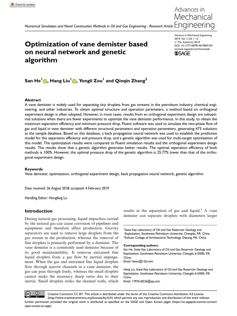 Optimization of Vane Demister Based On Neural Netw PDF | PDF | Artificial Neural Network ...