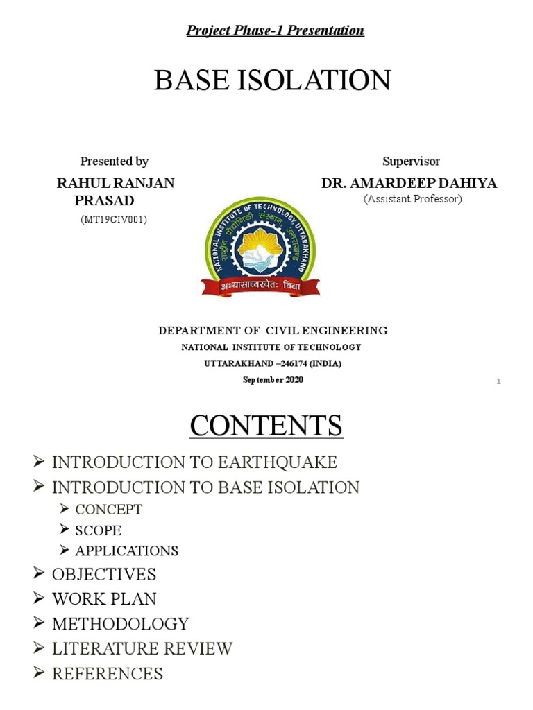Base Isolation: Project Phase-1 Presentation | PDF | Seismology ...