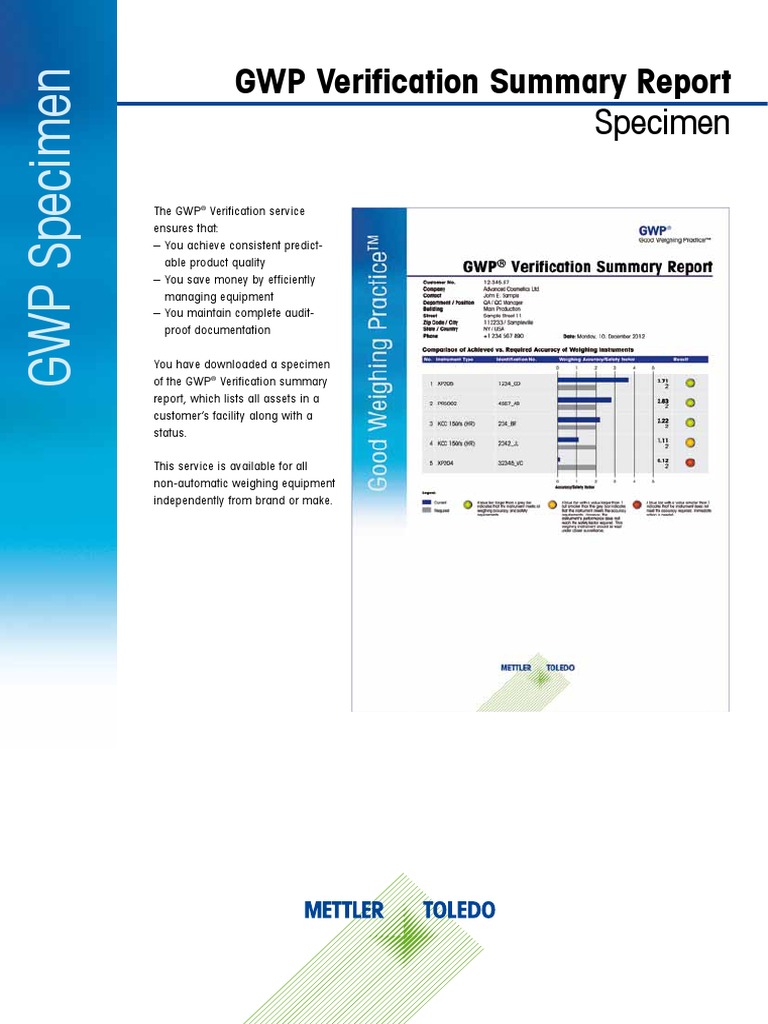8 - Specimen - GWP - Verification Summary Report PDF | PDF | Business