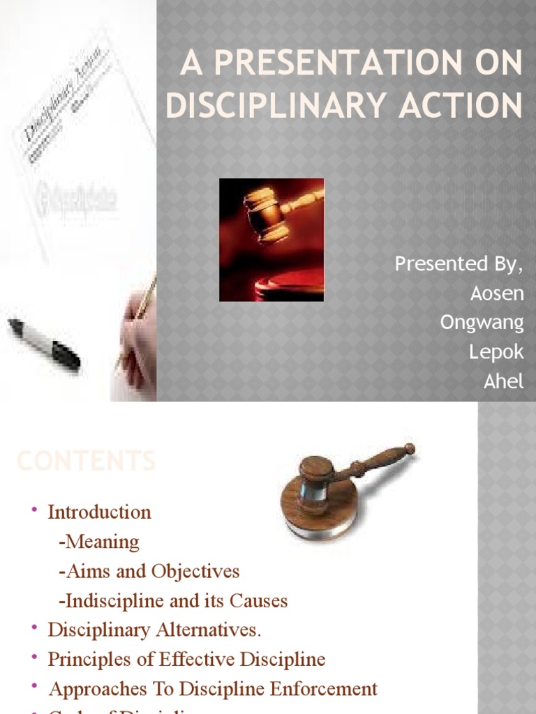 A Presentation On Disciplinary Action | PDF | Disciplines | Punishments