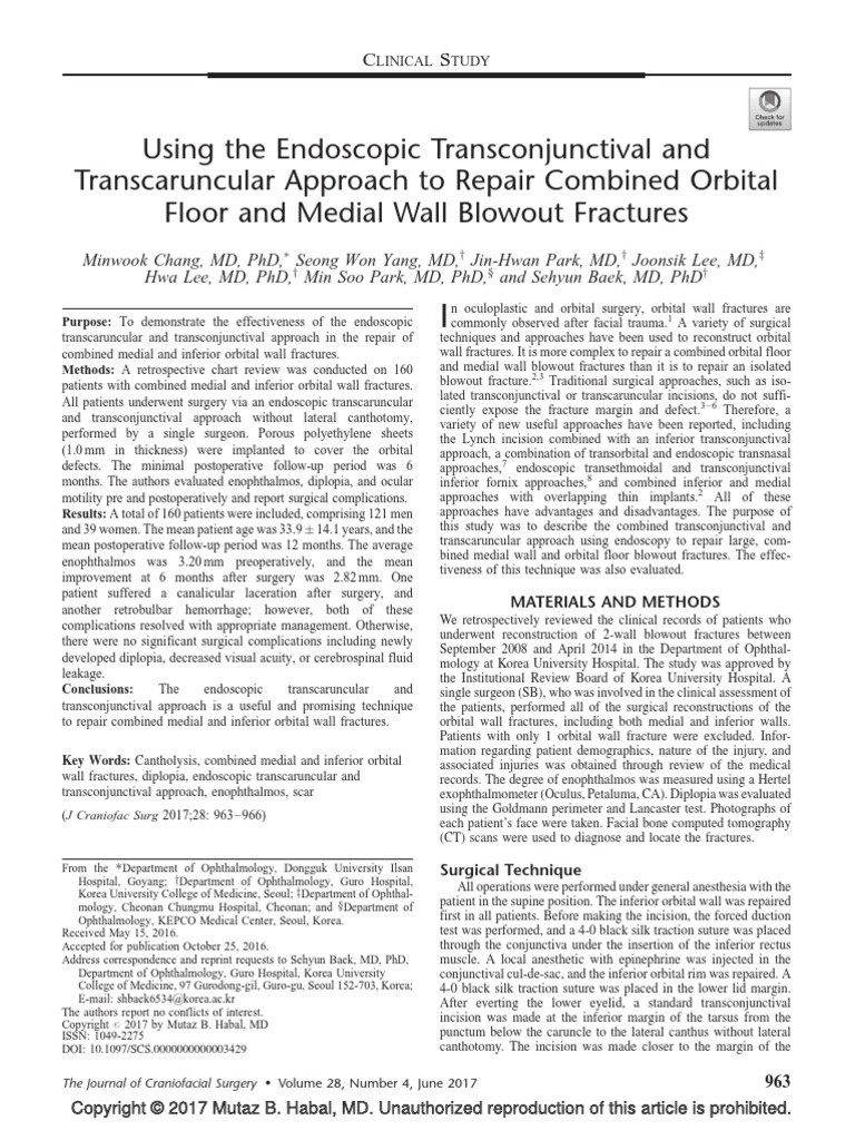 Using The Endoscopic Transconjunctival and Transcaruncular Approach To ...