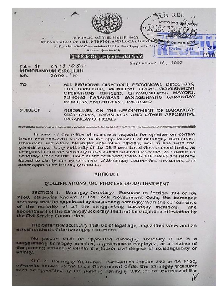 Dilg MC 2002-150 | PDF