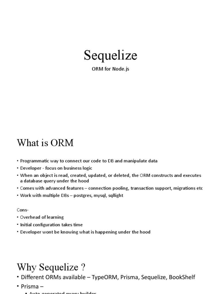 Sequelize: ORM For Node - Js | PDF