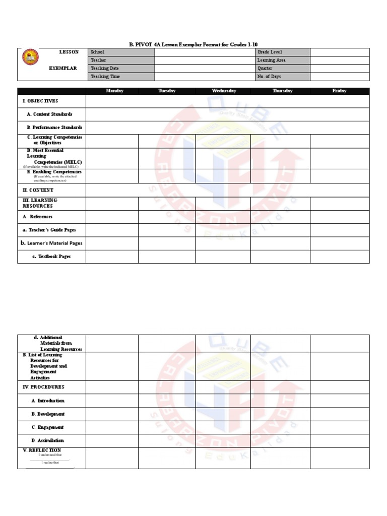 Lesson Exemplar Format Blank | PDF