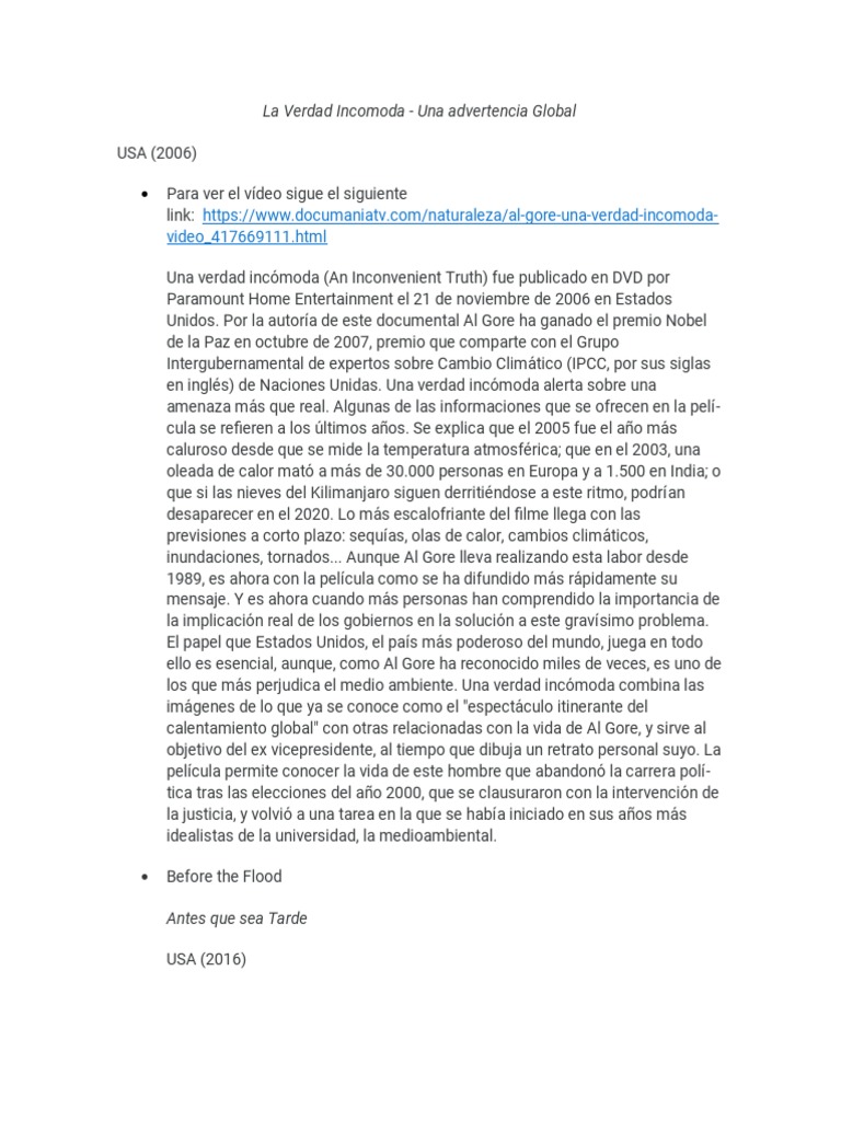 La Verdad Incomoda Pdf Cine Clima