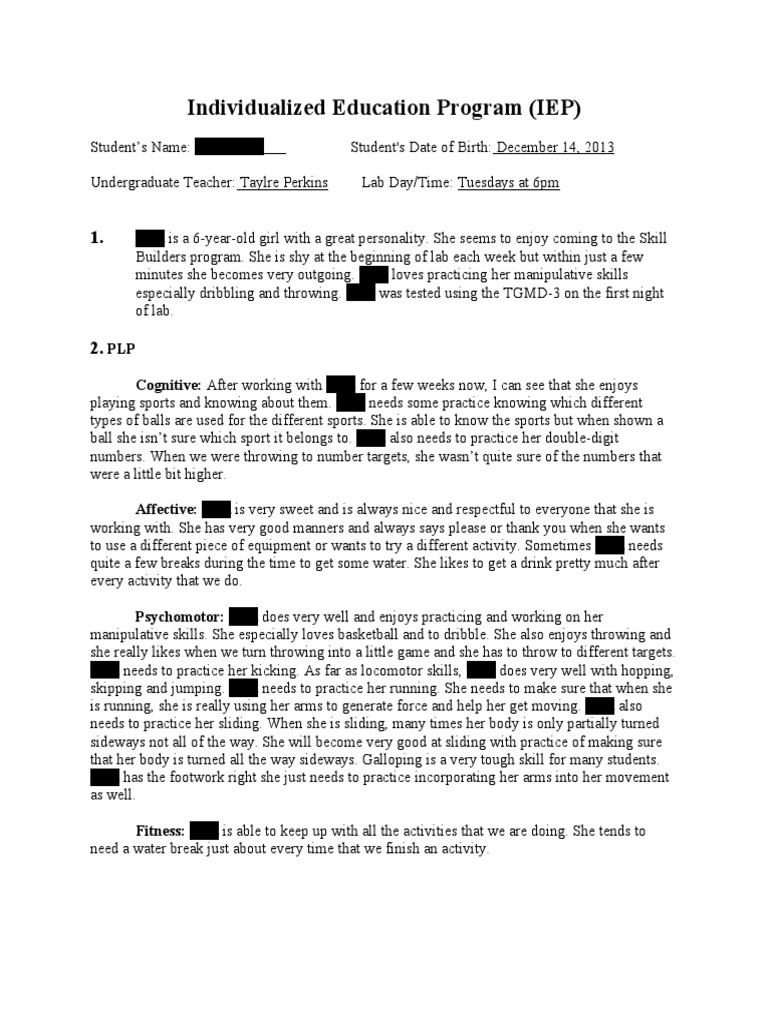 356 - Iep Updated | PDF | Physical Education | Individualized Education ...