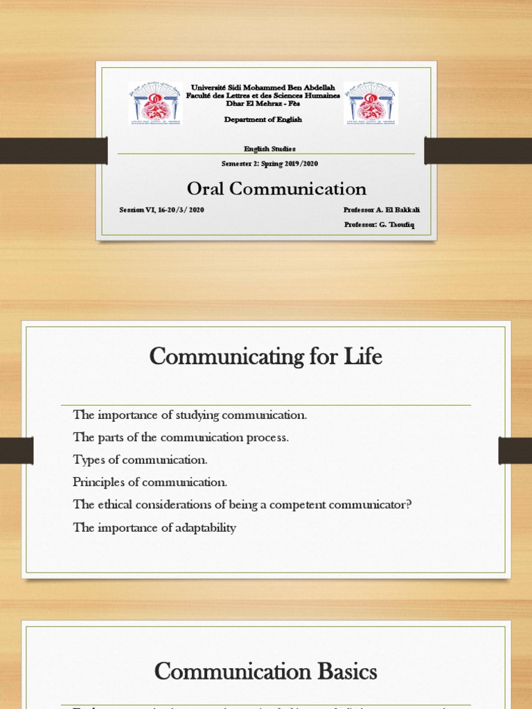 Oral Communication: English Studies Semester 2: Spring 2019/2020 | PDF ...