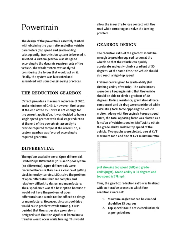 Powertrain Design Report | PDF | Transmission (Mechanics) | Force