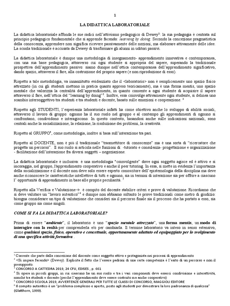 La Didattica Laboratoriale | PDF