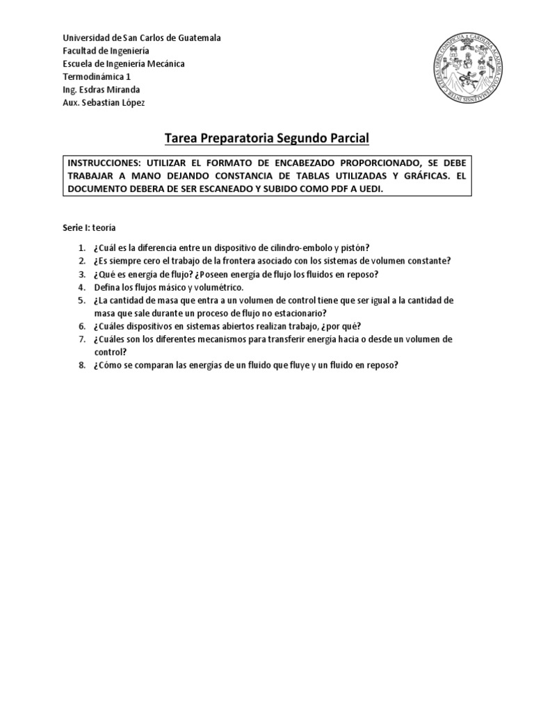 Tareas de Termodinámica 1 USAC | PDF | Boquilla | Calor