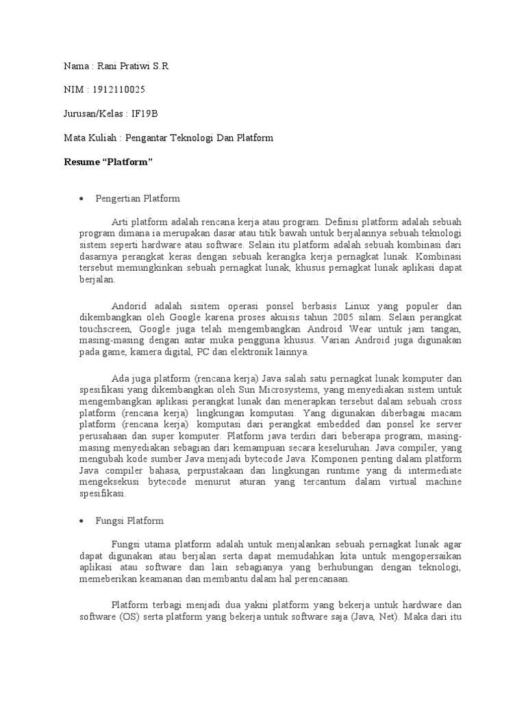 Pengertian Platform RANI | PDF