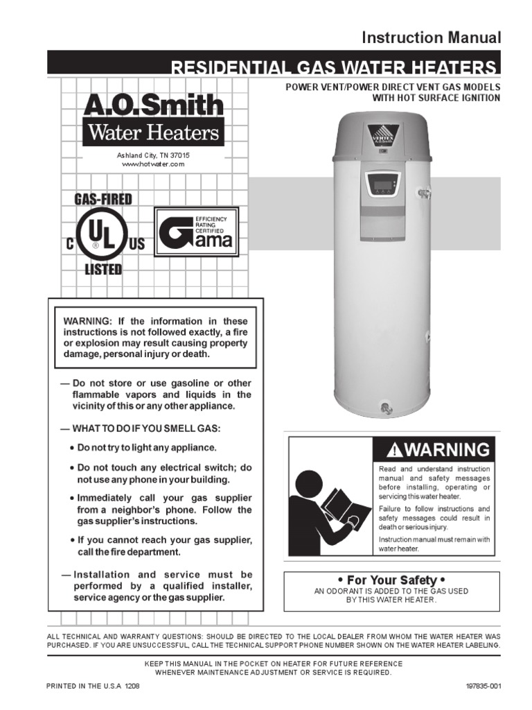 197835-001 Gdhe-50 | PDF | Water Heating | Thermostat