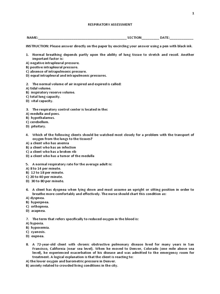 Respiratory Assessment Guidelines | PDF | Respiratory Tract ...