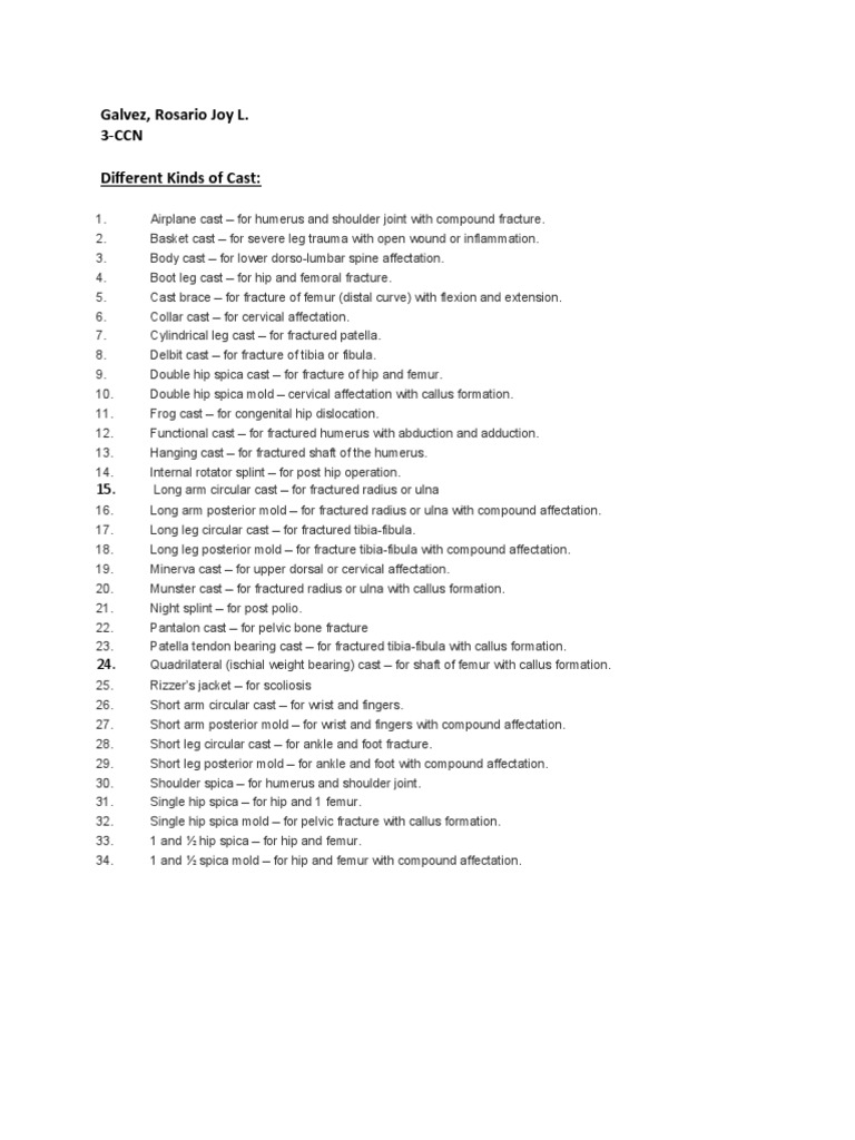 Types of Orthopedic Casts Explained | PDF | History