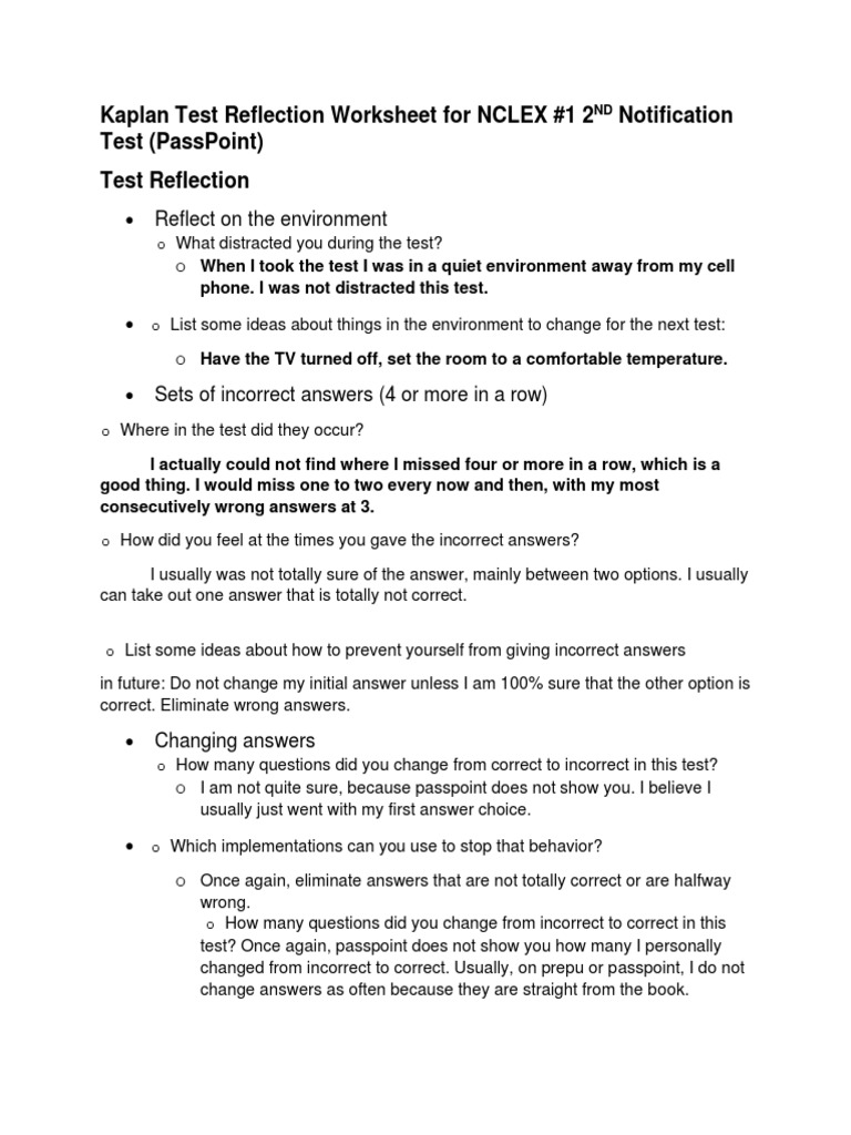 Kaplan Test 4 Reflection | PDF