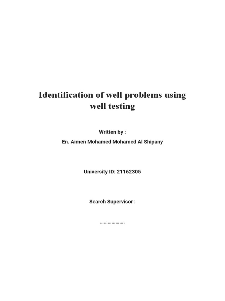 Identification of Well Problems Using Well Testing | PDF | Nature