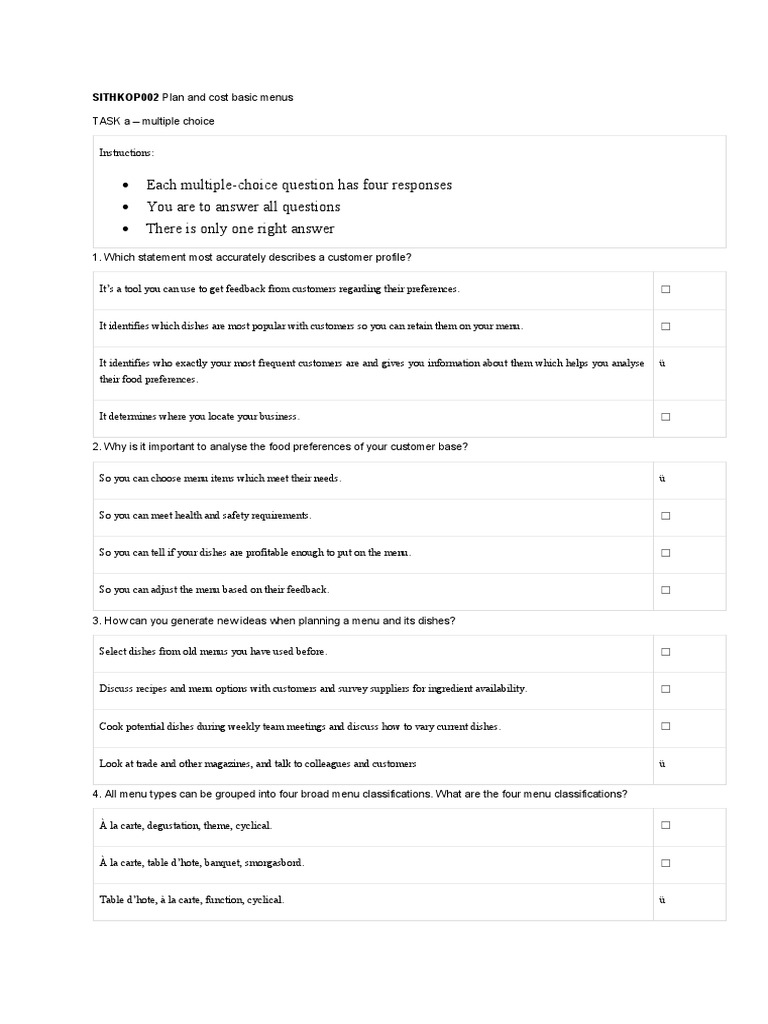 Each Multiple-Choice Question Has Four Responses You Are To Answer All ...