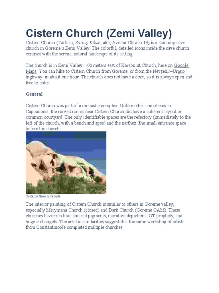 Cistern Church (Zemi Valley) : General | PDF