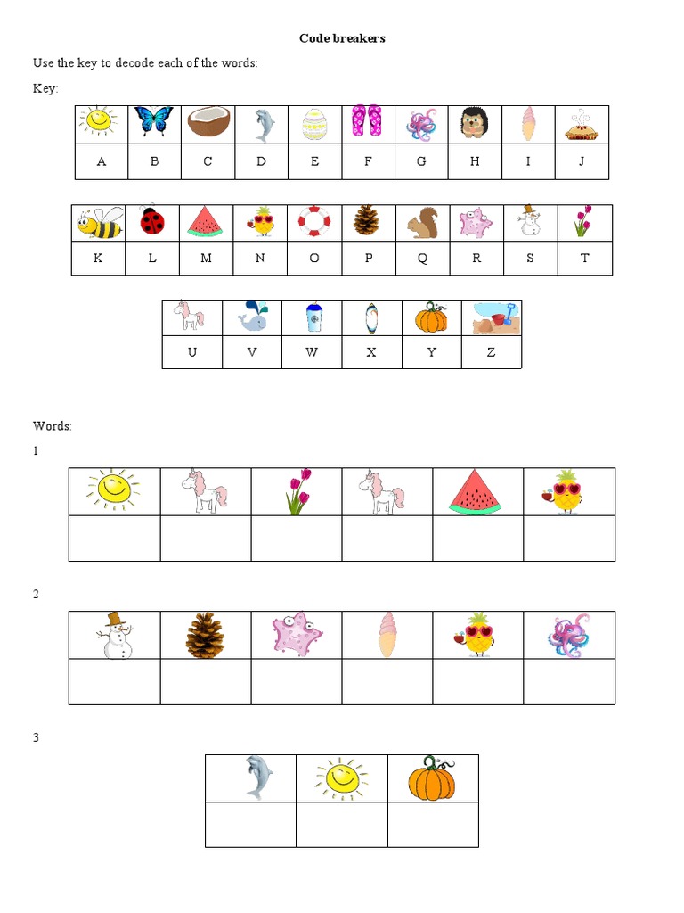 Use The Key To Decode Each of The Words: Key:: Code Breakers | PDF